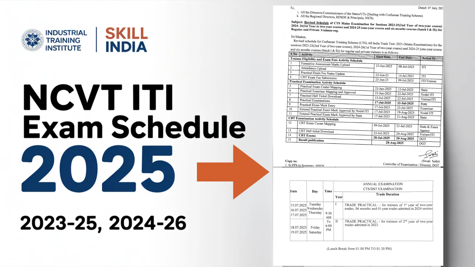 NCVT ITI Exam Time Table 2025 – 👉 Check Practical & CBT Exam Date 2025